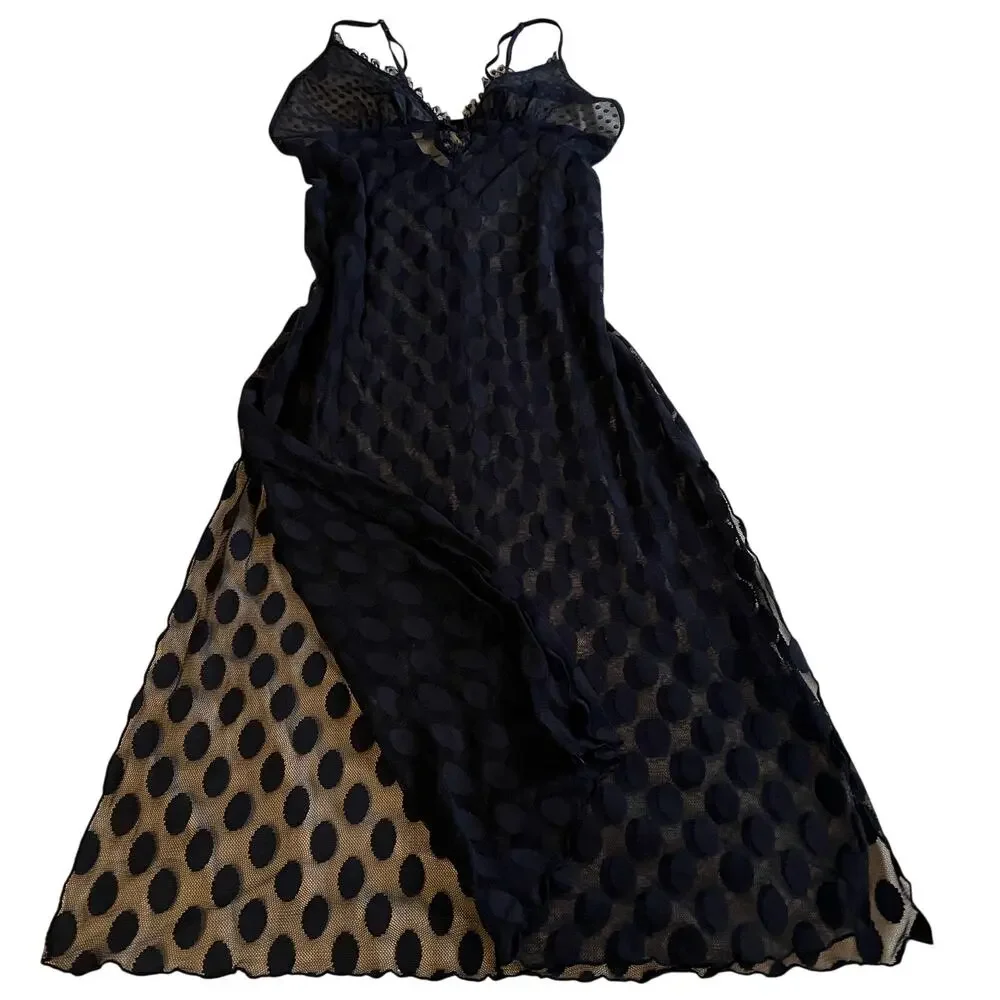 unknown | Intimates & Sleepwear | Black Lace Sheer Maxi Nightgown See ...